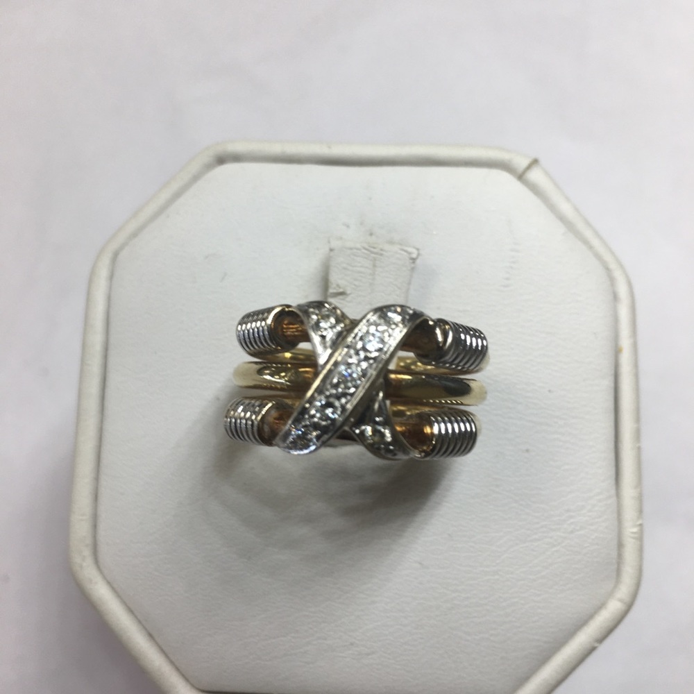 14k Gold Stamped Round Diamonds Ring - Gem